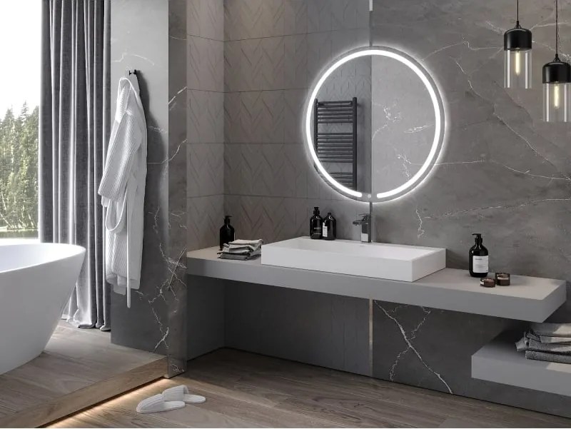 Mexen Rose kulaté osvětlené koupelnové zrcadlo, 90 cm, LED 6000K, proti mlze - 9810-090-090-611-00