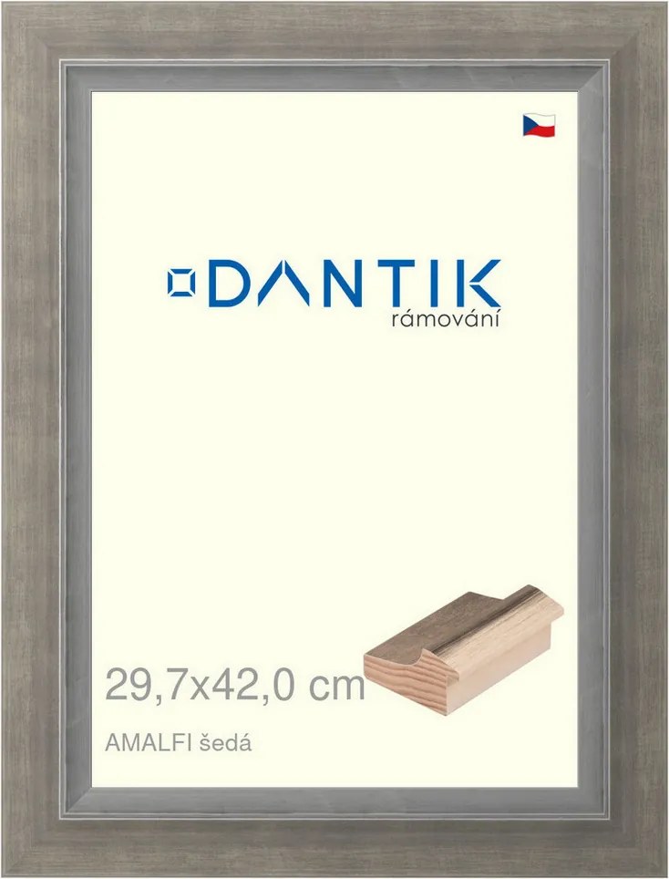 DANTIK rámeček 29,7x42 | AMALFI šedá (Plexi Čiré)