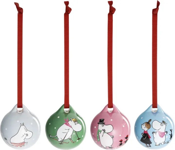 Porcelánové ozdoby Moomin Winter sports 4ks