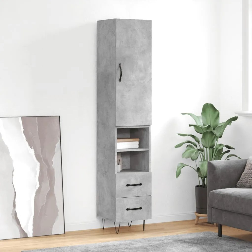Skříň highboard betonově šedá 34,5x34x180 cm kompozitní dřevo 3198949