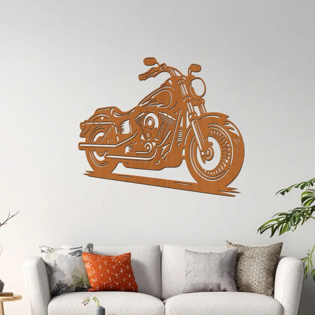 dřevo života Dřevěný obraz motorky Harley Davidson Zvolte rozměr (cm): 80x67, Zvolte barvu dekoru: Černá
