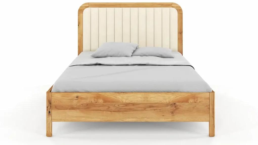Dubová postel s čalouněným čelem Modena - bezbarvý olej   Dub přírodní 140x200 cm