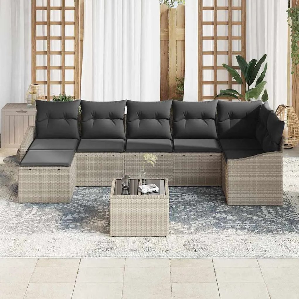 Set pohovek 8 ks Světle šedá polyratan 3346822