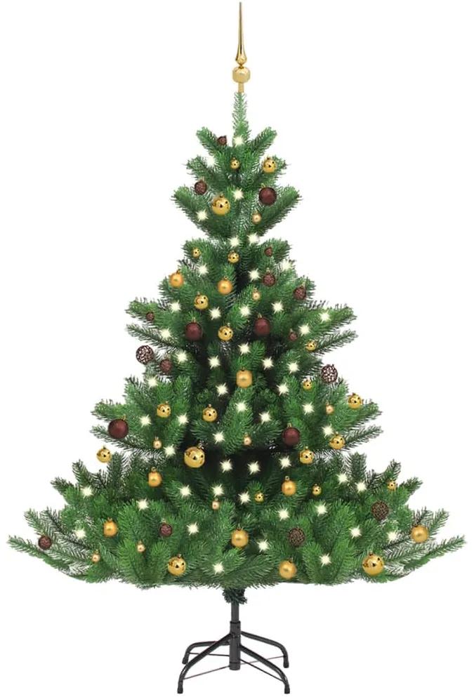 3077560 vidaXL Umělý vánoční stromek jedle s LED a sadou koulí zelený 180 cm