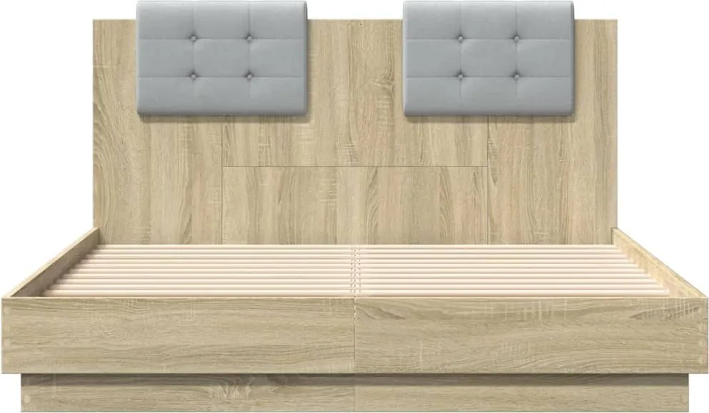 Rám postele s čelem dub sonoma 135 x 190 cm kompozitní dřevo 3209956