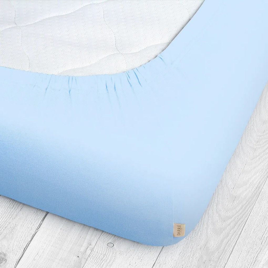 Jersey prostěradlo světle modré na výšku matrace do 30 cm Velikost: 200 x 200