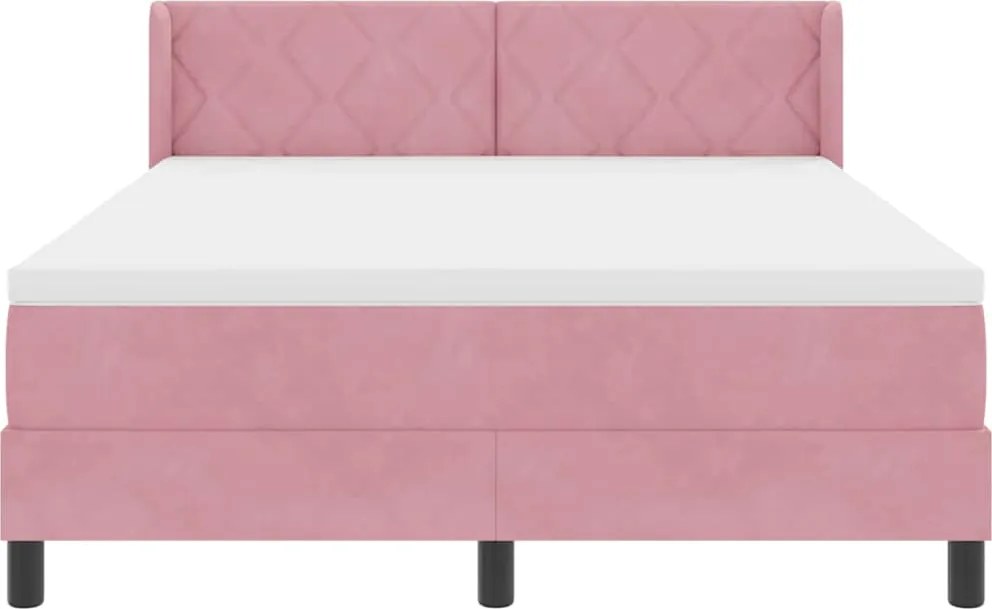 Postel s boxspringem s čelo Růžová 200 x 140 cm samet 3341527