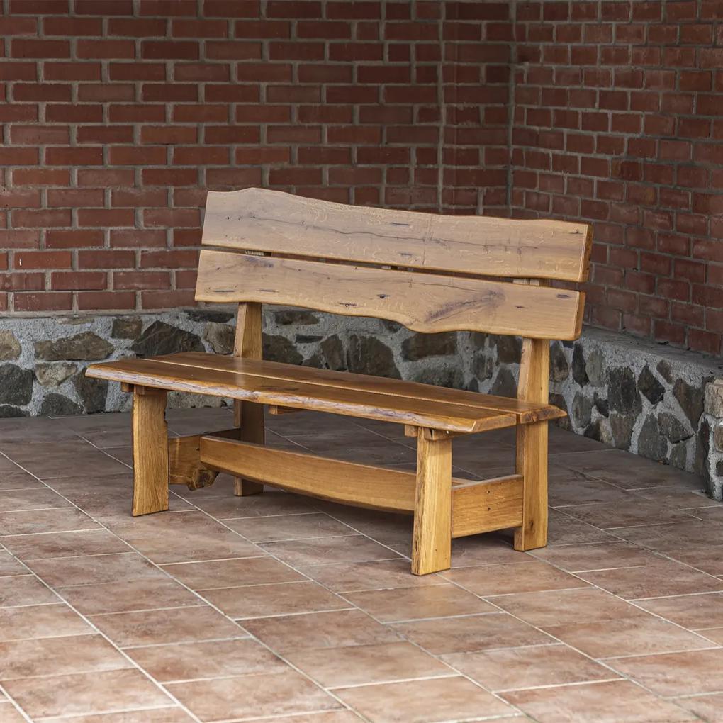 KULHÁNEK Zahradní lavice s opěradlem - rustikální Délka: 250 cm, Odstín nátěru: lazura - ořech