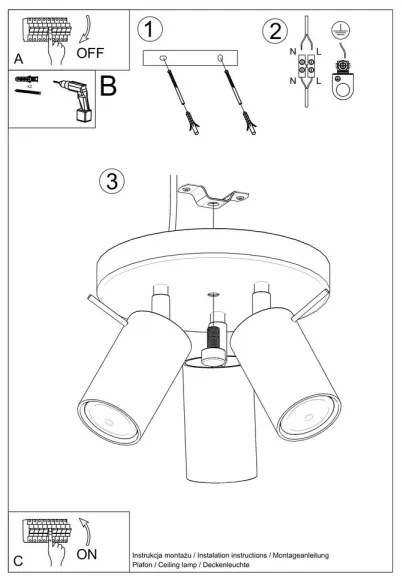 Sollux SL.1016 - Bodové svítidlo RING 3xGU10/10W/230V černá