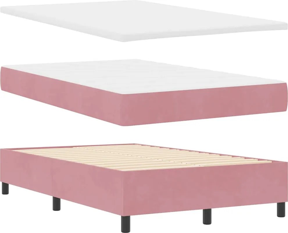 Postel s boxspringem s čelo Růžová 120 x 200 cm samet 3339829
