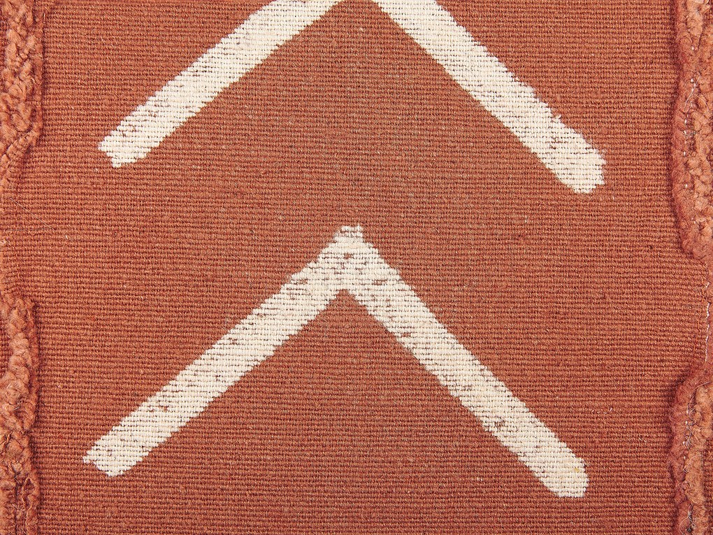 Bavlněný polštář geometrický vzor 35 x 55 cm oranžový ALBIUM Beliani