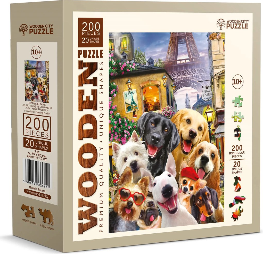 Wooden city dřevěné puzzle - štěňata v paříži 200 dílků