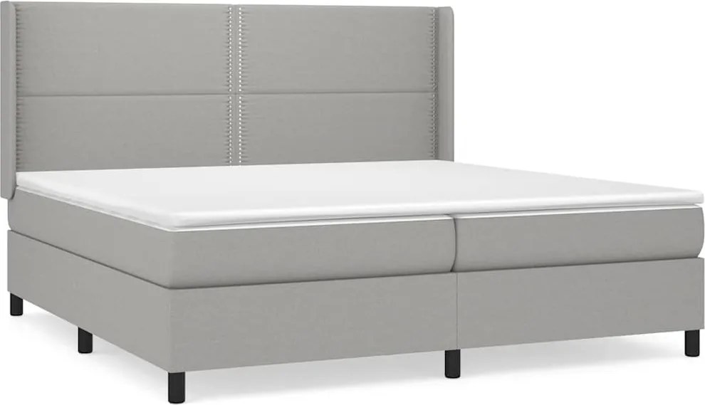 Box spring postel s matrací světle šedá 200 x 200 cm textil 3131377