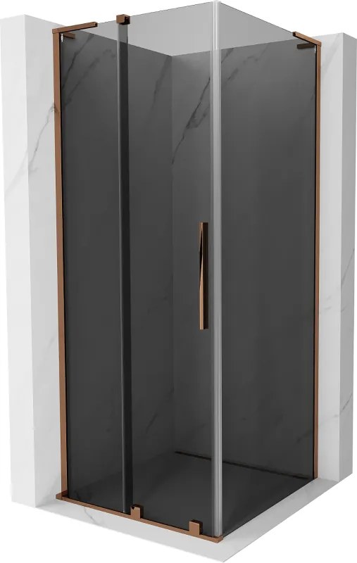 Mexen Velar L, sprchový kout s posuvnými dveřmi 110 x 110 cm, 8mm šedé sklo, růžové zlato, 871-110-110-43-60