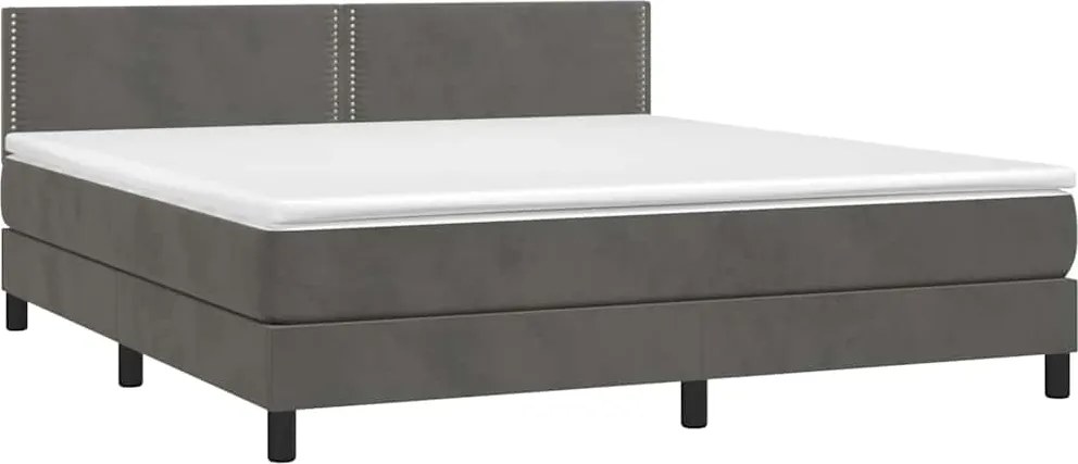 Box spring postel s matrací a LED tmavě šedá 180x200 cm samet 3134358