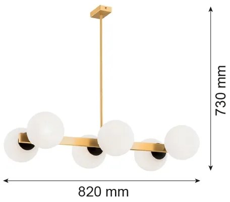 Argon 2549 - Lustr na tyči FREEMONT 6xE27/15W/230V zlatá/bílá/černá