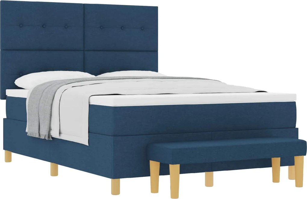 Postel s boxspringem s čelo Modrá 200 x 140 cm textil 3344309