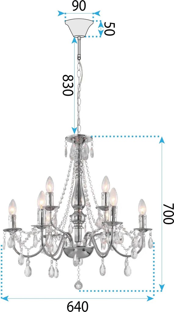 Toolight Rea, Stropní svítidlo EBT016-9CP CHROME, OSW-01231