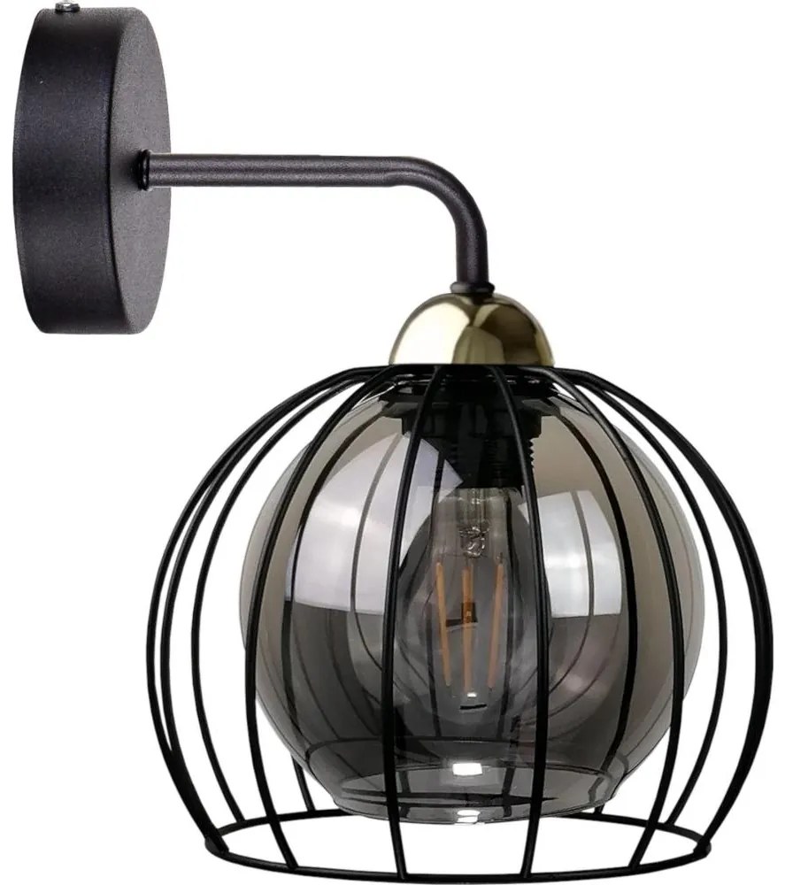 Keter Lighting Nástěnné svítidlo SOLO BLACK 1xE27/60W/230V černá/zlatá KE0099