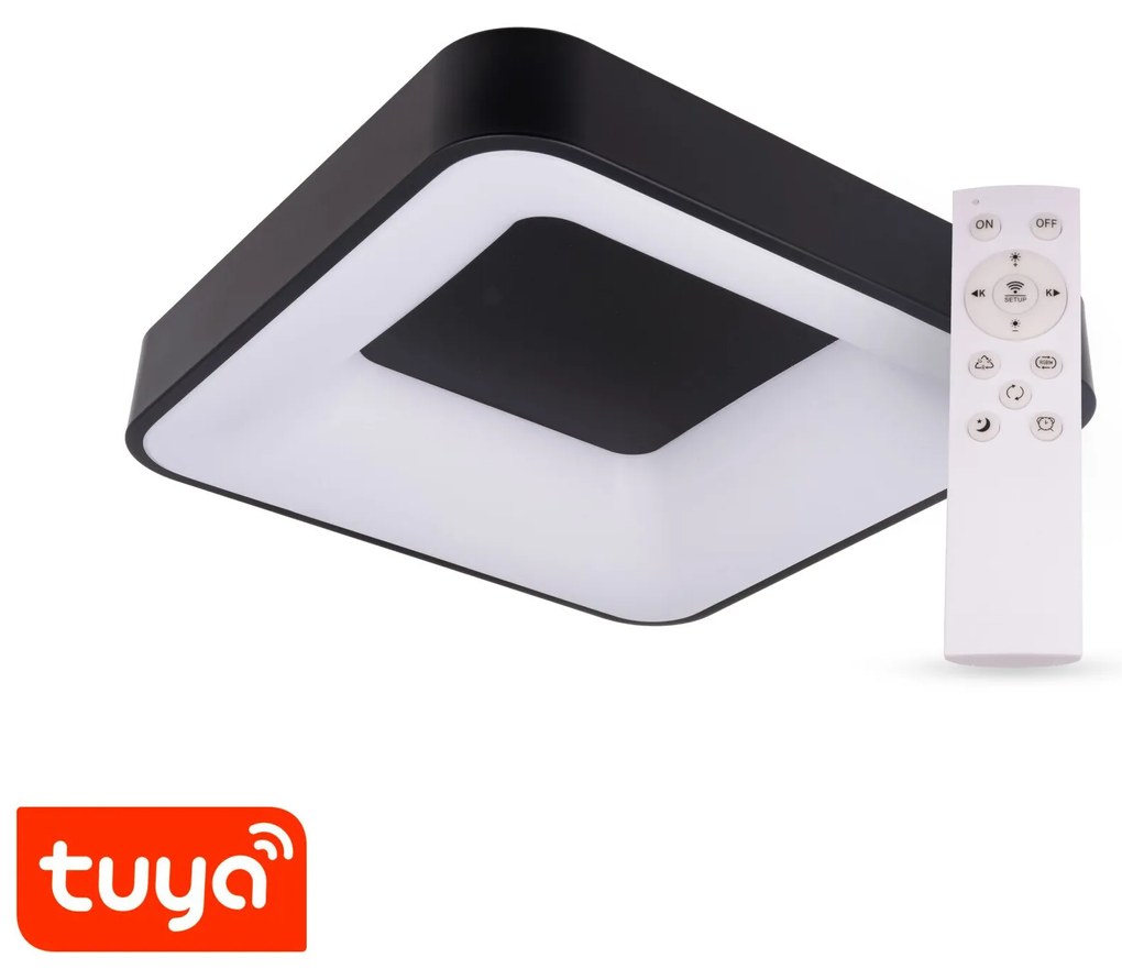 T-LED SMART Tuya LED svítidlo ZULU 48W CCT hranaté černé SMART Tuya LED svítidlo ZULU 48W CCT hranaté černé