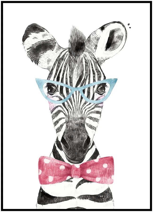 Plakát Zebra Rozměr plakátu: 40 x 50 cm, Varianta zebry: Zebra s kytičkou