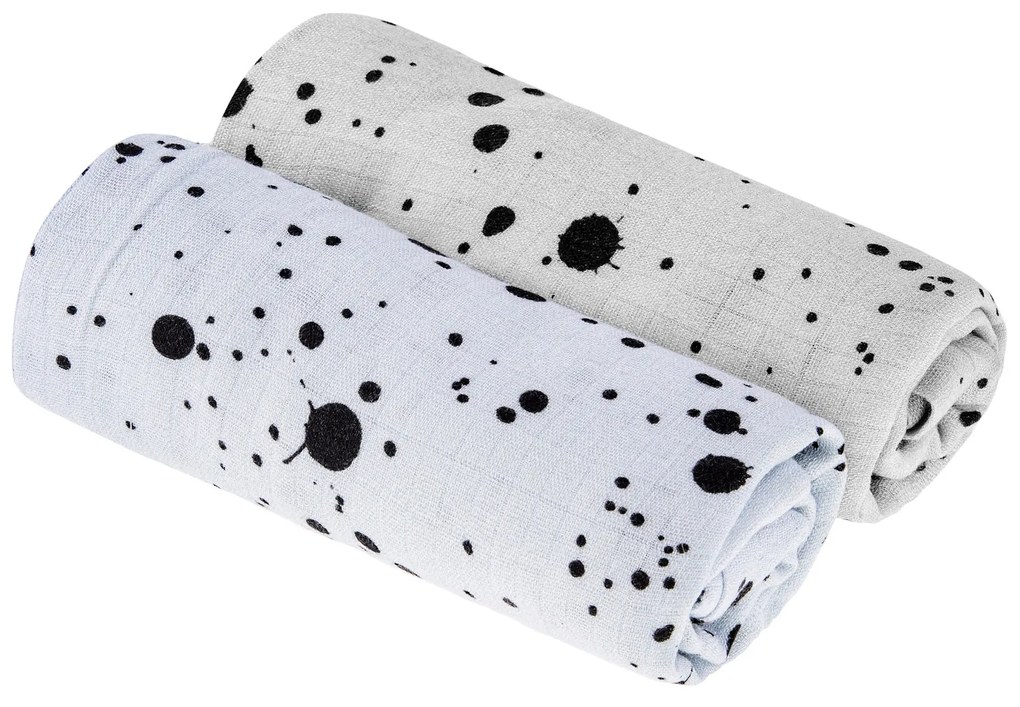 Mušelínové bambusové pleny Sleepee Big Nappies 2 ks šedá/modrá