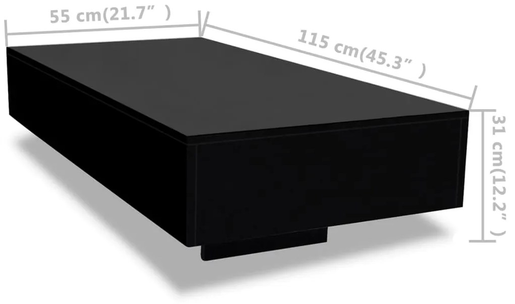 Konferenční stolek s vysokým leskem černý - Default Title