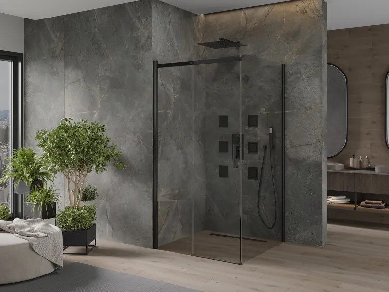 Mexen Omega sprchový kout 100x100cm, 8mm sklo, černý profil-čiré sklo, 825-100-100-70-00