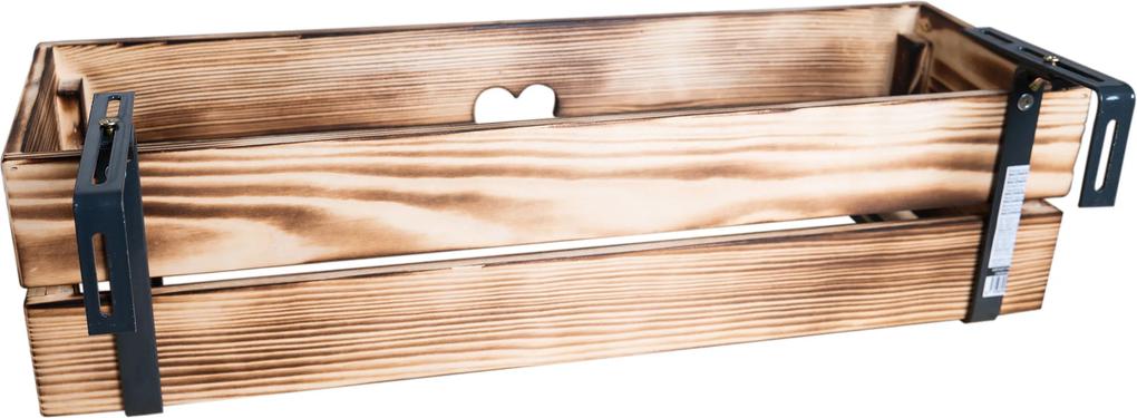 Dřevěný truhlík SRDCE Přírodní 42x19x16 cm