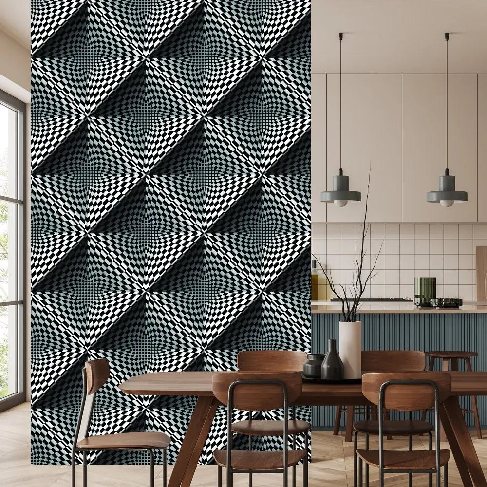 Tapeta Na Zeď Geometrické 3D Hloubkové Čtverce Pro Obývací Pokoj Vliesová tapeta 53x1000