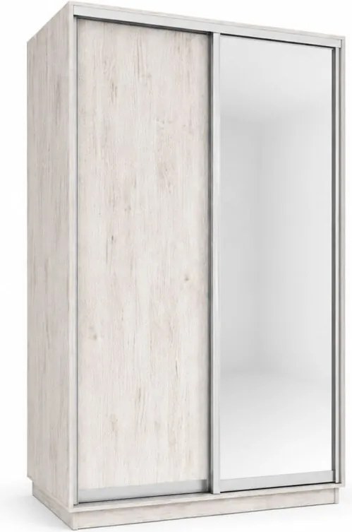 Skříně s posuvnými dveřmi 1400x2200x600 1LTD 1 Zrcadlo Dub Craft bílý, profil stříbrný