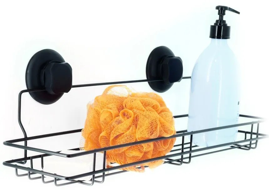 Černá samodržící nástěnná kuchyňská polička Compactor Bestlock Black Kitchen Shelf, 45,5 x 12 cm