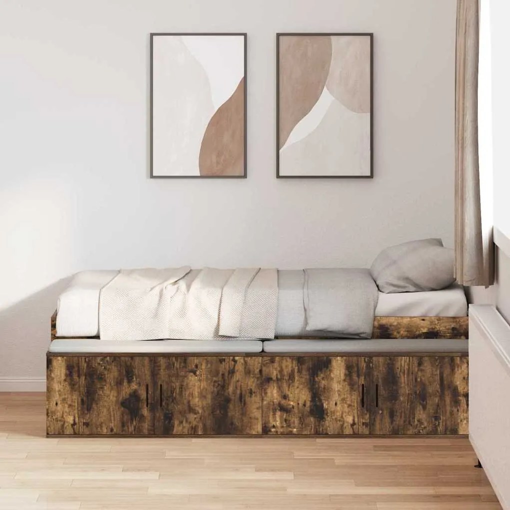 Rám postele se dveřmi Kouřový dub 80 x 200 cm Kompozitní dřevo 3335201