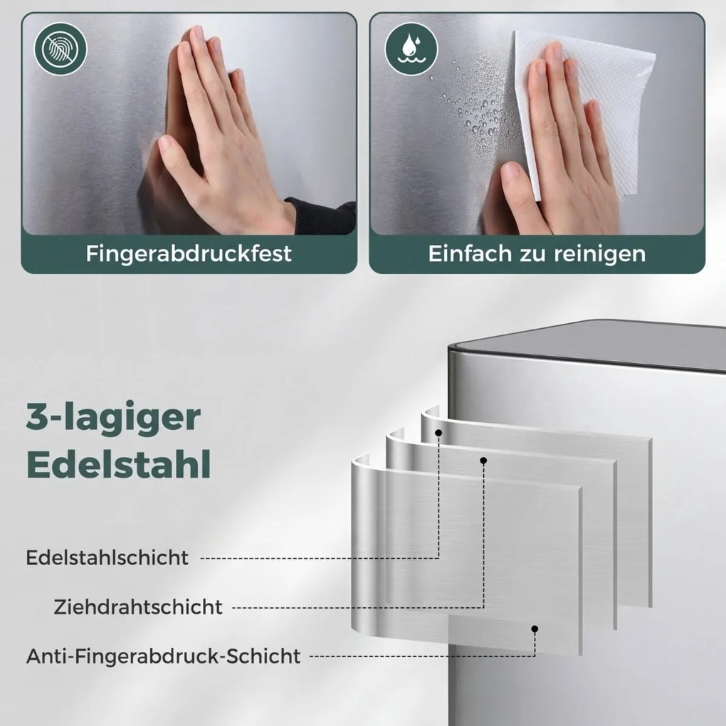 Costway 60 L kuchyňský odpadkový koš z nerezové oceli s pedálem a víkem s měkkým