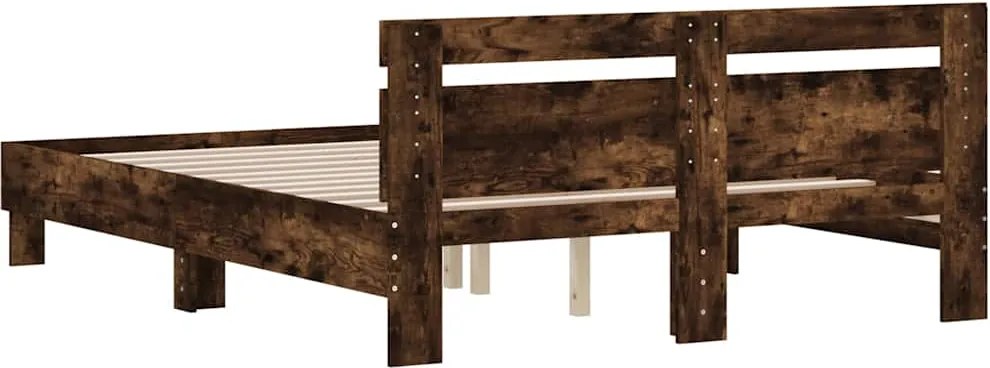 Rám postele s čelem kouřový dub 140 x 190 cm kompozitní dřevo 3207438