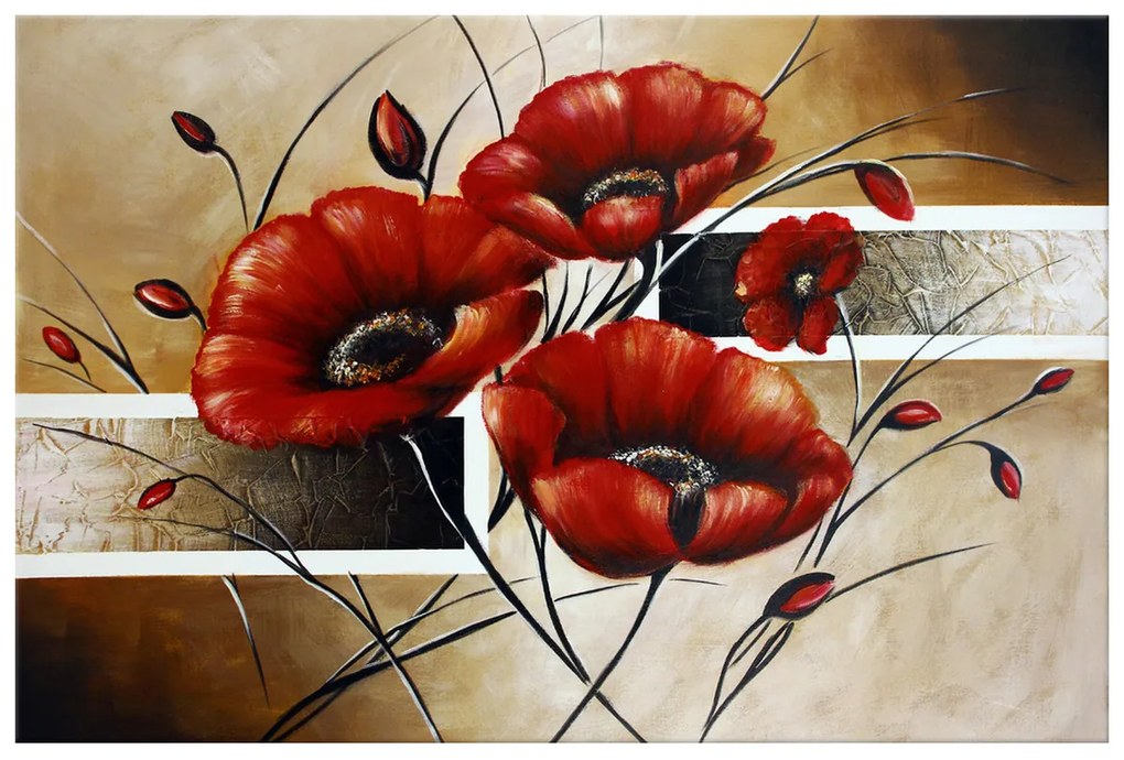 Gario Ručně malovaný obraz Polní mák Rozměry: 120 x 80 cm