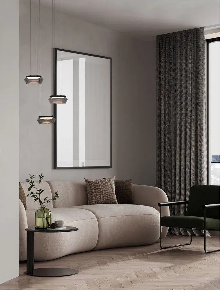 Matně černé skleněné LED stmívatelné závěsné svítidlo ø 35 cm Jailyn – Nova Luce
