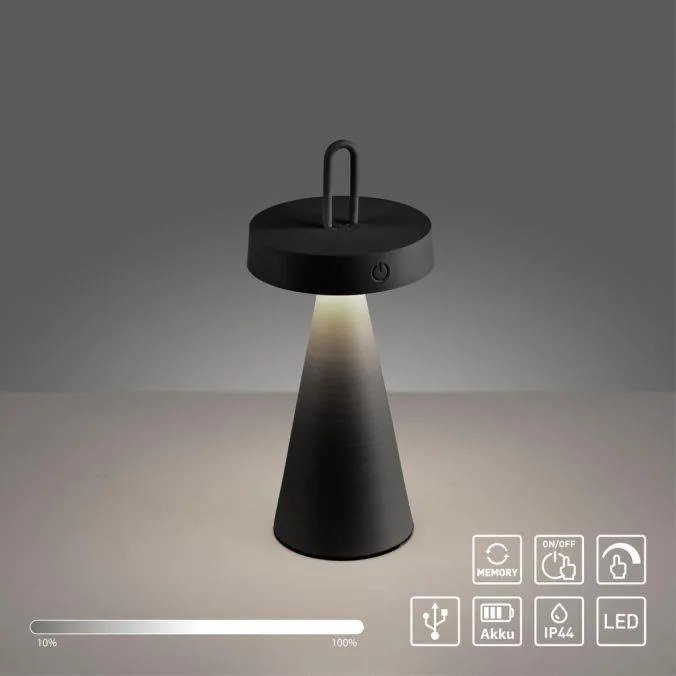 LD 19302-18 ALWA LED stolní lampa na baterie černá stmívatelné dotykem IP44 vnitřní i venkovní 2700K - JUST LIGHT