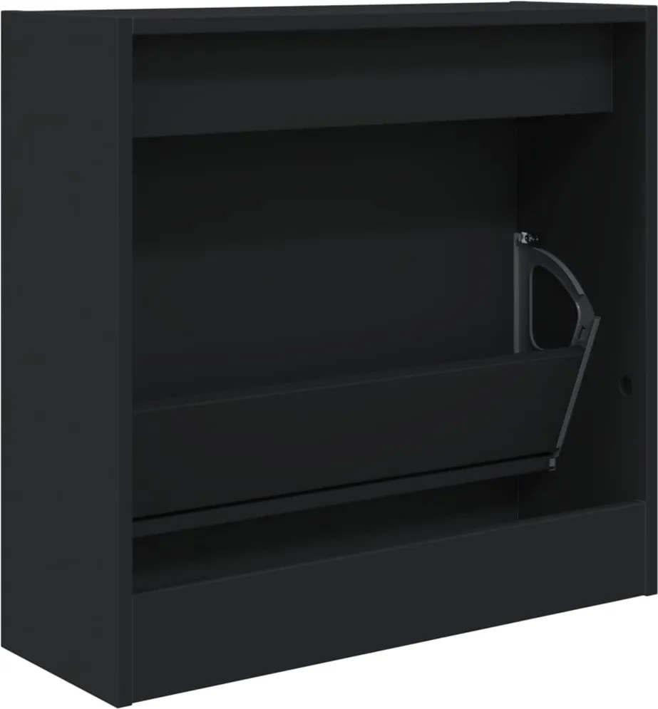 botník, výklopný, kompozitní dřevo, 57x60x21 cm, černá, Dekorino BB20260034