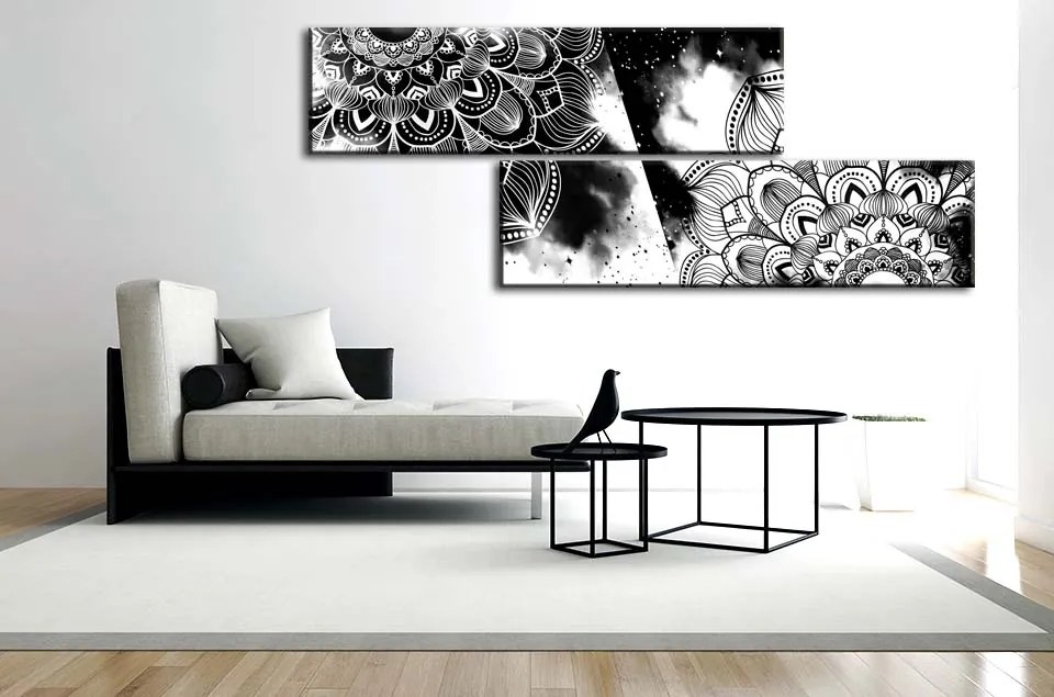 Obraz bíločerná mandala Velikost (šířka x výška): 210x80 cm