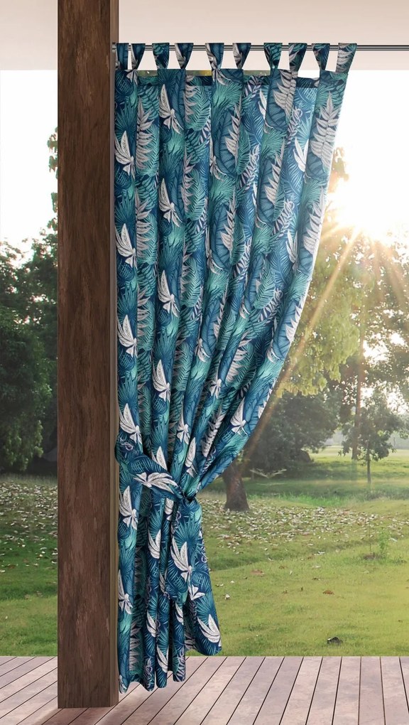 ZAHRADNÍ VODĚODOLNÝ ZÁVĚS NA POUTKÁCH GARDEN 155X200 CM LISTY