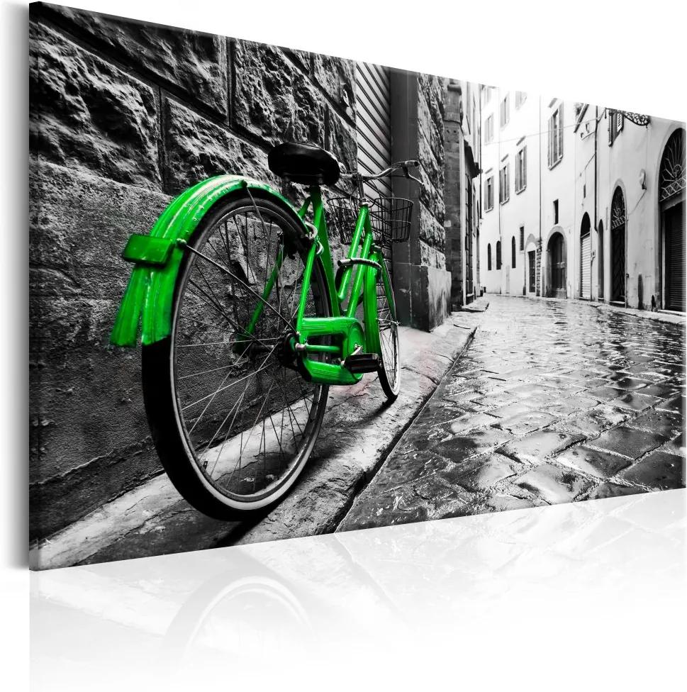 Obraz na plátně Bimago - Vintage Green Bike 120x80 cm