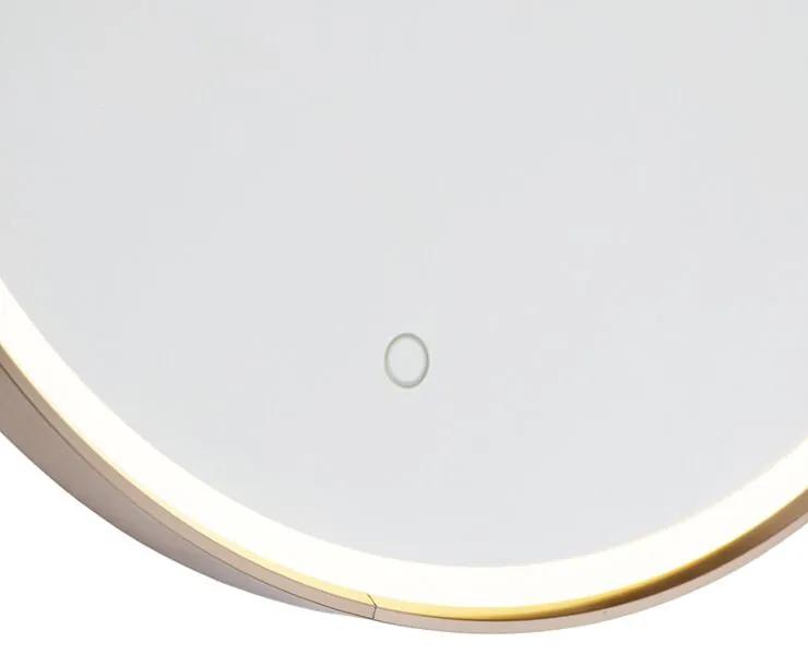 Zrcadlo do koupelny měděné 50 cm vč. LED s dotykovým stmívačem - Miral