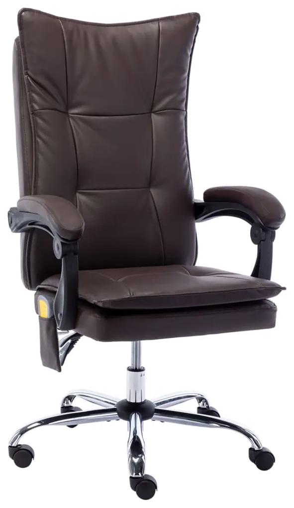 Masážní kancelářská židle hnědá umělá kůže,  20357