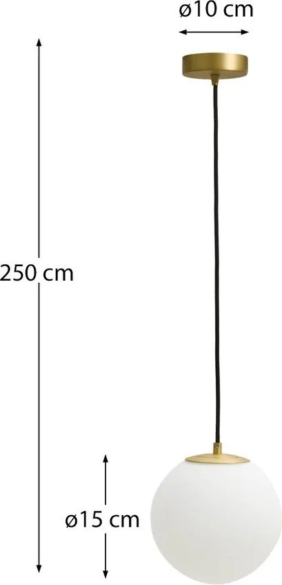Bílé/ve zlaté barvě kovové závěsné svítidlo se skleněným stínidlem ø 15 cm Brisia – Kave Home