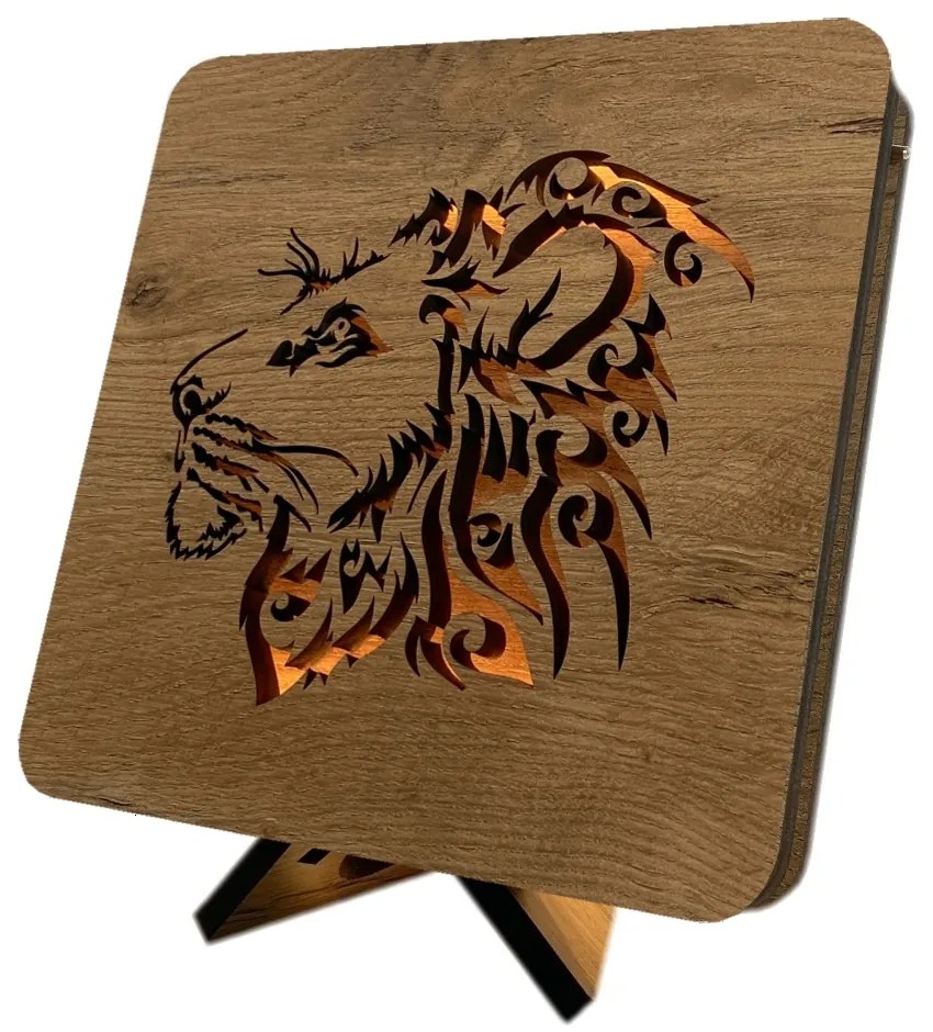 Li-Go "Hlava lva" lampa 19x19cm provedení povrchu: ořech