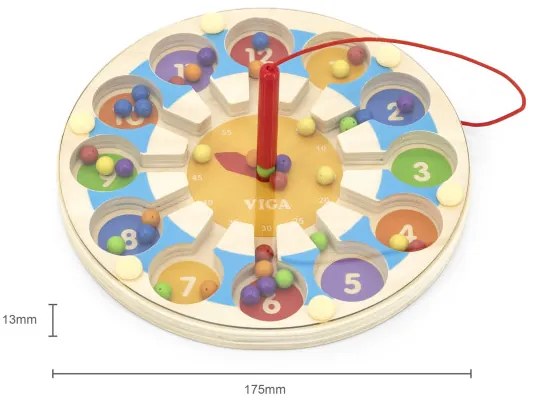 Dřevěné magnetické bludiště Viga 44560 Hodiny