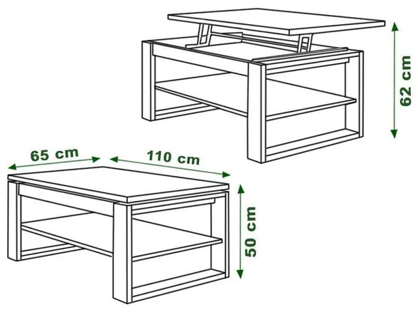 Konferenční stolek rozkládací Porti (dub sonoma)