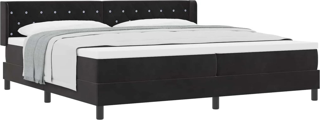 Postel s boxspringem s čelo Černý 200 x 200 cm samet 3341434