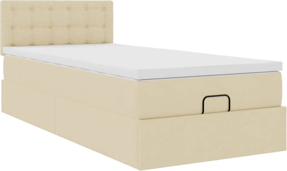 Osmanský postel s matrací krémově 90x200 cm textil 3311599